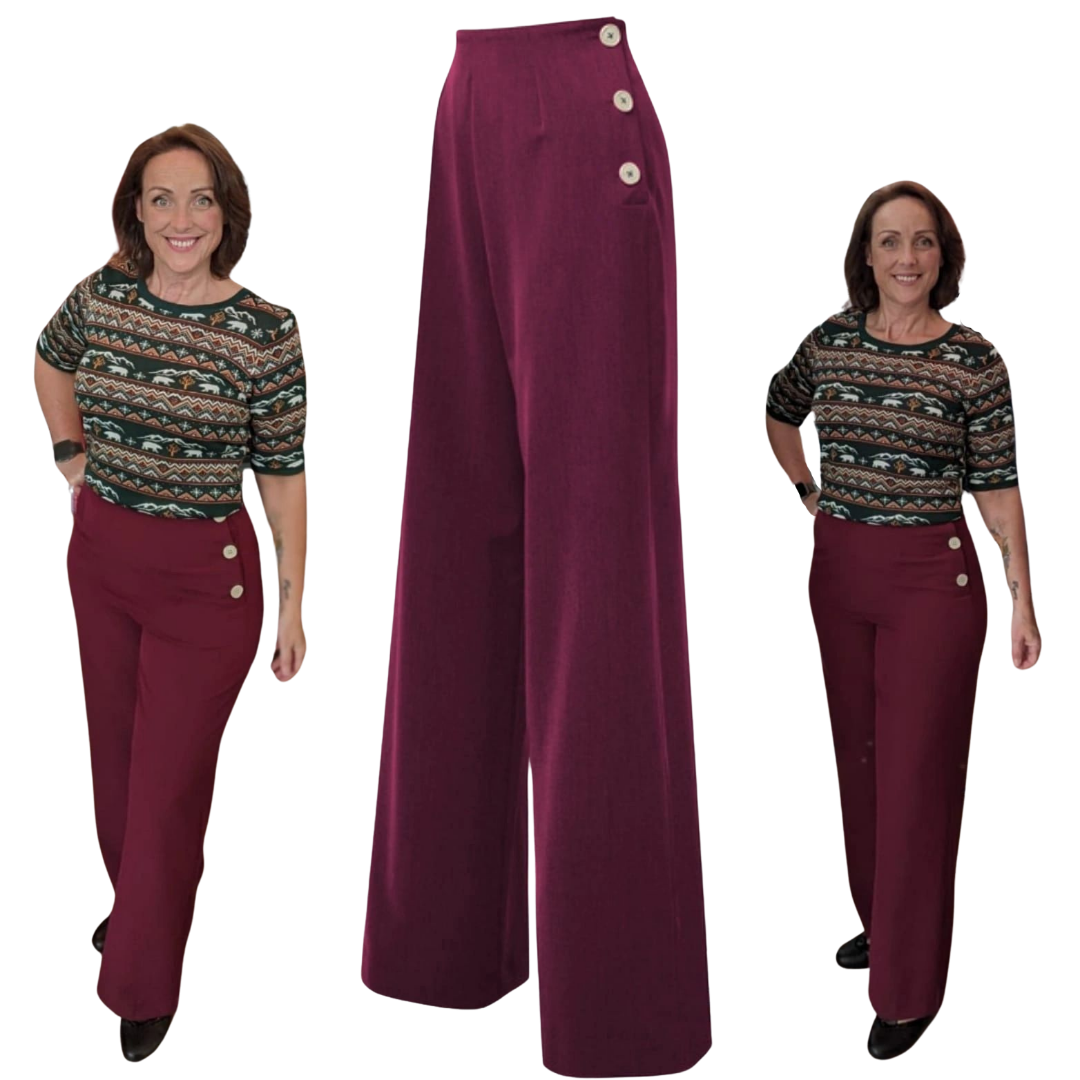 Josephine Burgundy swing pants