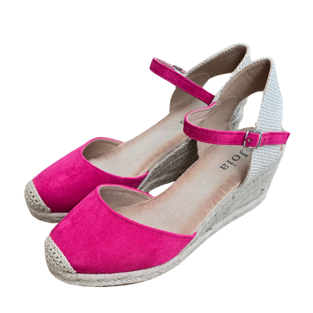 Fushia Pink Wedge Sandals - Frocks in Swing time